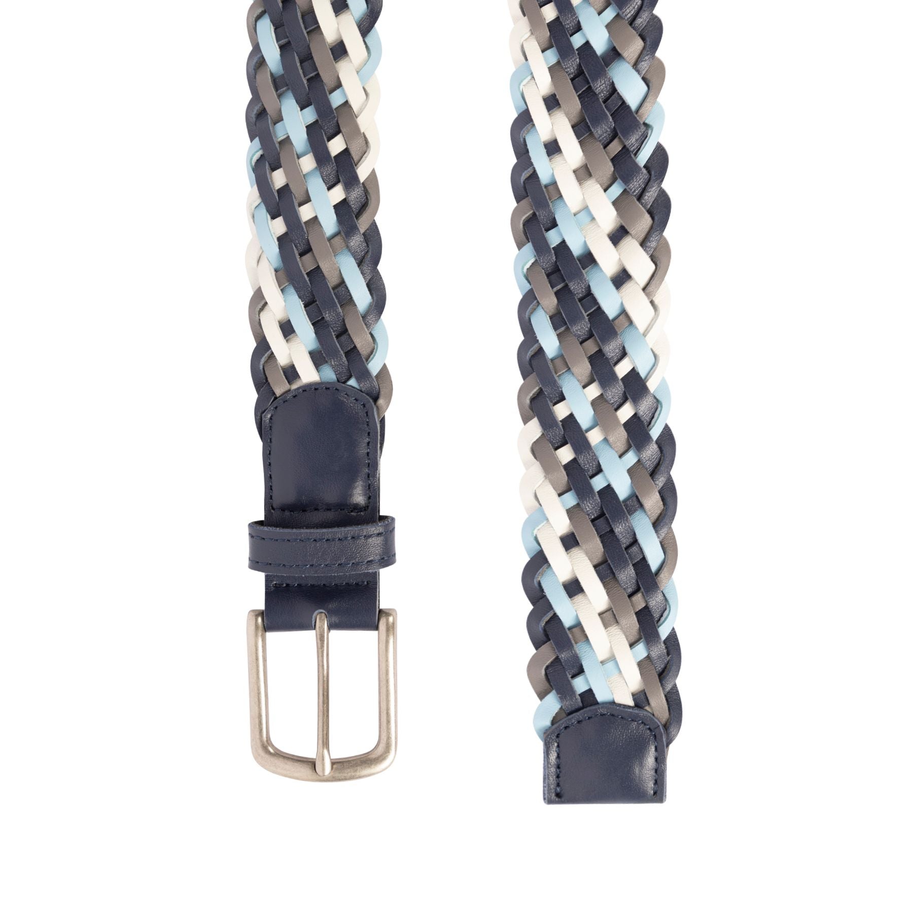 Multicolor Leather Braided Belt Blue - spring/summer 2023 Multicolor Leather Braided Belt Blue - spring/summer 2023